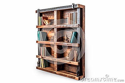 Rustic Chic Bookshelf: Distressed Barn Wood And Iron Accents Stock ...