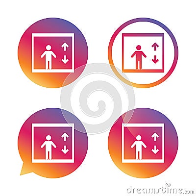 Elevator Icon. Person Symbol With Up Down Arrows. Cartoon Vector ...