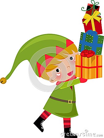 Christmas Elf with sign stock vector. Illustration of designs - 35316182