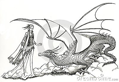 Elf And Dragon Royalty Free Stock Image - Image: 4879006