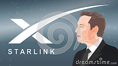 Elon Musk And Starlink Logo. Internet Technologies From Elon Musk ...
