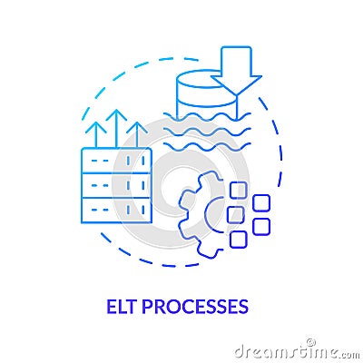 ELT Processes Blue Gradient Concept Icon Vector Illustration ...