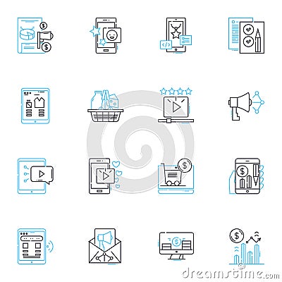 Email Campaign Linear Icons Set. Outreach, Engagement, Conversions ...