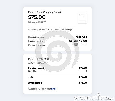 Email Receipt Template. Online Bill Mock Up. Internet Payroll Layout ...