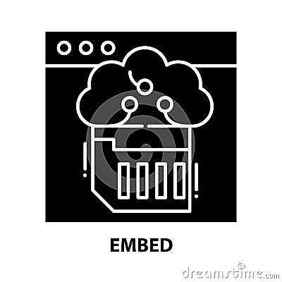 Embed Icon, Black Vector Sign With Editable Strokes, Concept ...