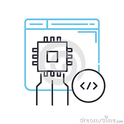 Embedding Line Icon, Outline Symbol, Vector Illustration, Concept Sign ...