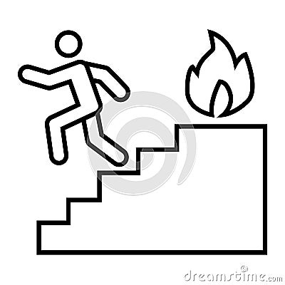 Emergency Exit And Ladder Thin Line Icon. Fire Ladder Vector ...
