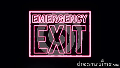 Emergency Exit Neon Sign Lighting Up Stock Video - Video of escape ...