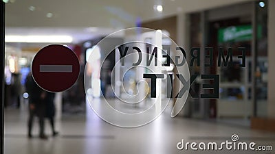 .Emergency Exit Sign on Empty City Mall during Pandemic Stock Video ...