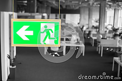 Emergency Exit Sign In Modern Offices Inside An Industrial Plant ...