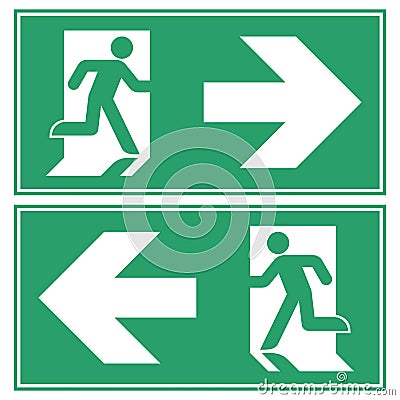 Emergency Exit Sign in Green, International Iso Standard Vector ...