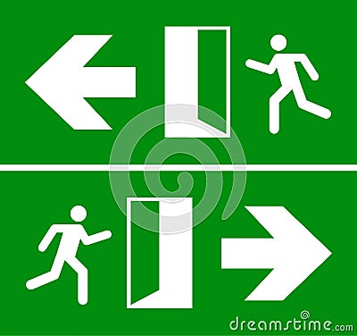 Emergency Fire Exit Sign. Evacuation Fire Escape Door Vector Sign ...