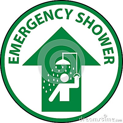 Emergency Shower Floor Sign On White Background Cartoon Vector ...