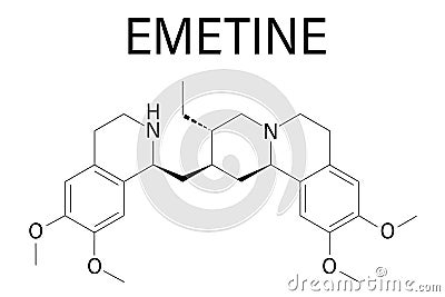 Emetine Molecule. Has Emetic And Anti-protozoal Properties. Skeletal ...
