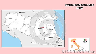 Emilia Romagna Map. Political Map Of Emilia Romagna With Boundaries In ...