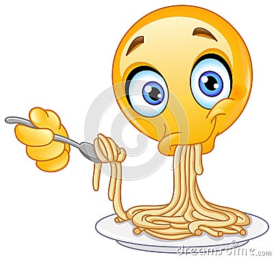 Emoticon Eating Spaghetti Vector Illustration | CartoonDealer.com ...