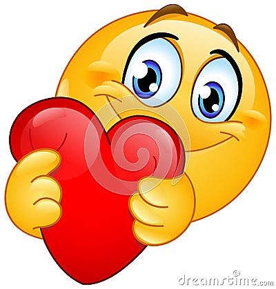 Emoticon Hugging Red Heart Vector Illustration | CartoonDealer.com ...