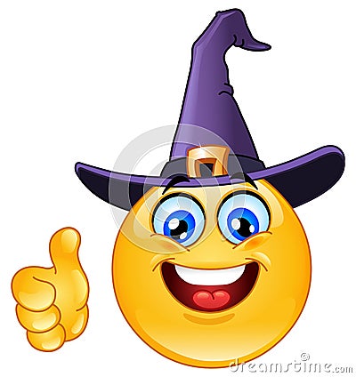 Emoticon With Witch Hat Vector Illustration | CartoonDealer.com #26933208