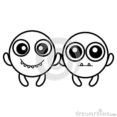 Emoticons Faces With Crazy Teeth Couple Characters Cartoon Vector ...