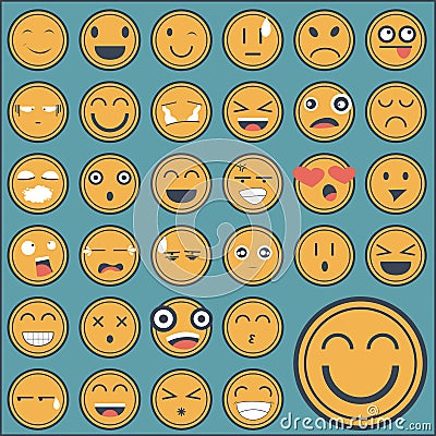 Emotion Face Sticker Collection Cartoon Vector | CartoonDealer.com ...