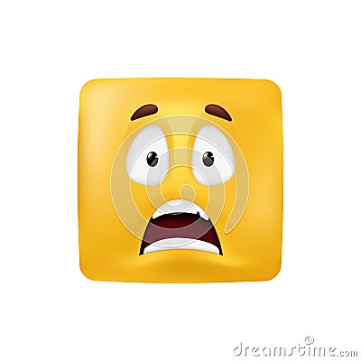 Emotional Square Shape. Basic Geometrical Figure With Scared Facial ...
