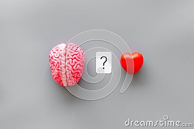 Emotions And Mindfulness Concept With Brain And Heart On Gray ...