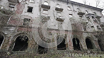 An Empty Abandoned Building. Action. a Huge Building with Empty Windows ...