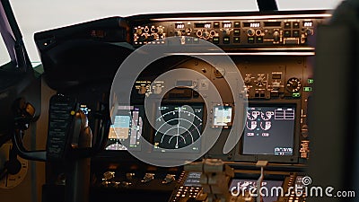 Empty Airplane Cockpit with Dashboard Command To Throttle Engine Stock ...