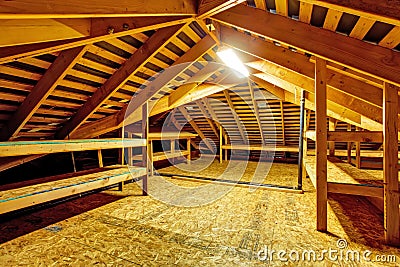Empty Attic With Storage Shelves Stock Photo - Image: 43174743