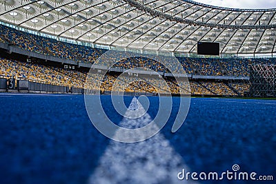 Empty Blue Running Track At The Olympic Stadium Stock Photography ...