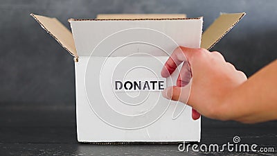 Empty Box with Donate Label for Second-hand Items To Be Given Away ...