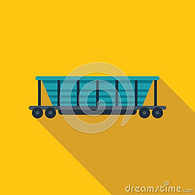 Empty Open Top Hopper Railcar Standing On Railway Cartoon Vector ...