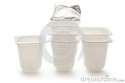 Empty Plastic Yogurt Pots Stock Photo - Image: 74086965