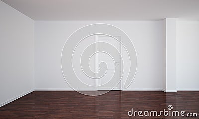 Empty Room With A Closed Door And Dark Floor Stock Image ...