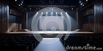 Empty Stage With Blank Screen In Modern Convention Hall Suitable For ...