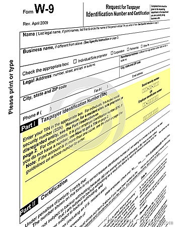Empty W-9 Form Blank, 2011 Tax Paying Royalty Free Stock Photos - Image ...