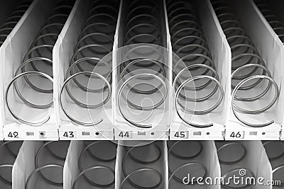 Empty White Shelf Of Office Vending Machine Stock Photography - Image ...