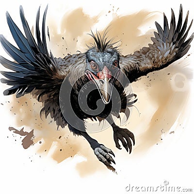 Emu In Flight: A Comic Book Style Illustration By Travis Charest Stock ...