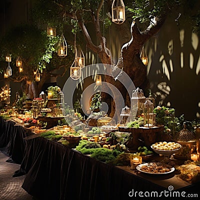 Enchanted Forest-Themed Reception Buffet Royalty-Free Stock Image ...