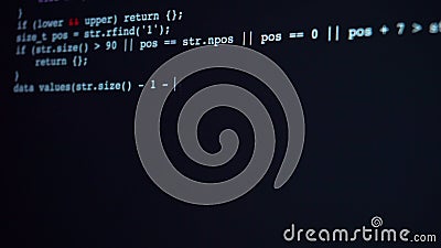 Encrypted Fast Long Scrolling Programming Security Hacking Code Data Flow Stream on Black White ...