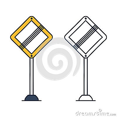 End Priority Traffic Sign Of Main Road In Shape Of Rhombus. Flat Vector ...