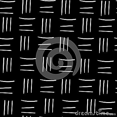 Endless Texture Of White Dashes, Hand Drawn On A Black Square ...