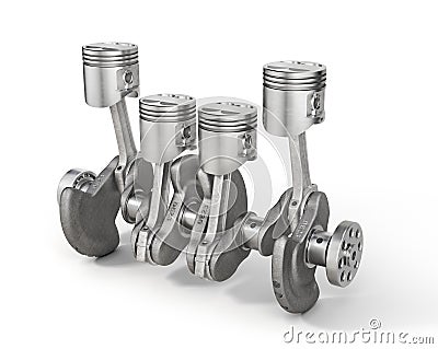 Engine Concept. Crankshaft With Pistons On A White Background Stock ...
