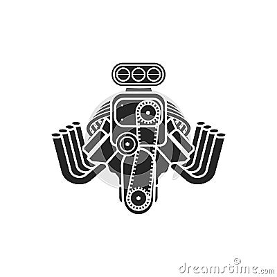 Engine Hot Rod Muscle Sport Car Speedster Icon Vector | CartoonDealer ...