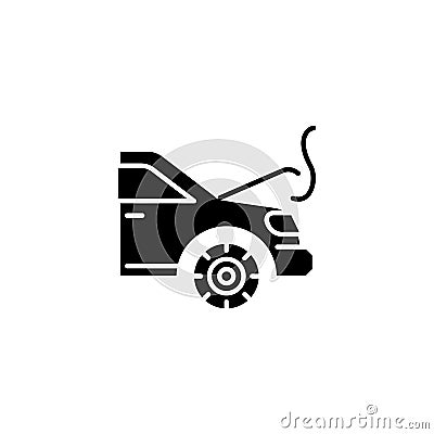Engine Overheating Black Icon Concept. Engine Overheating Flat Vector ...