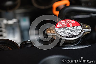 Engine Radiator Cap With Warning Labels Royalty-Free Stock Image ...