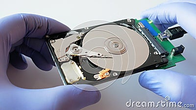Engineer is Disassembling Broken Hard Disk Drive for Data Recovery ...