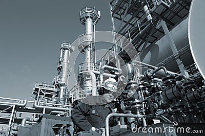 Engineer and Fuel Tank Storage and Pipeline Stock Photo - Image of ...