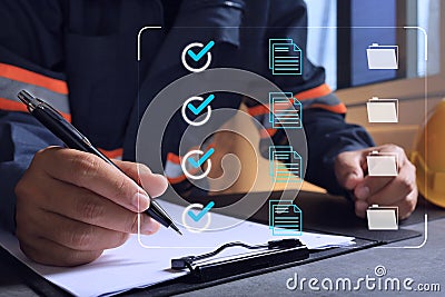 Engineer Put A Check Mark Stock Photography | CartoonDealer.com #294326210