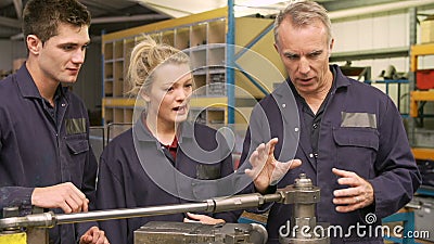 Engineer Teaching Apprentices To Use Tube Bending Machine Stock Video ...